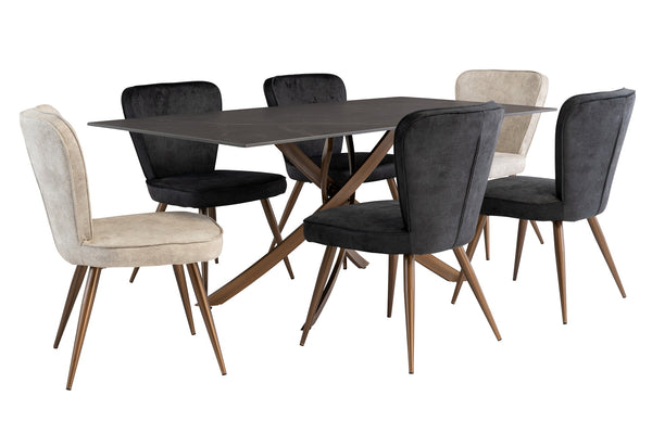 Rexlie 1.8m Dining Table - Mooney Black / Brushed Brass Leg – Lc Living